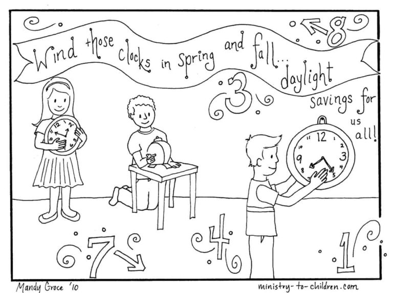 Coloring Pages: Daylight Savings Time Change (March 8, 2020) Printable ...