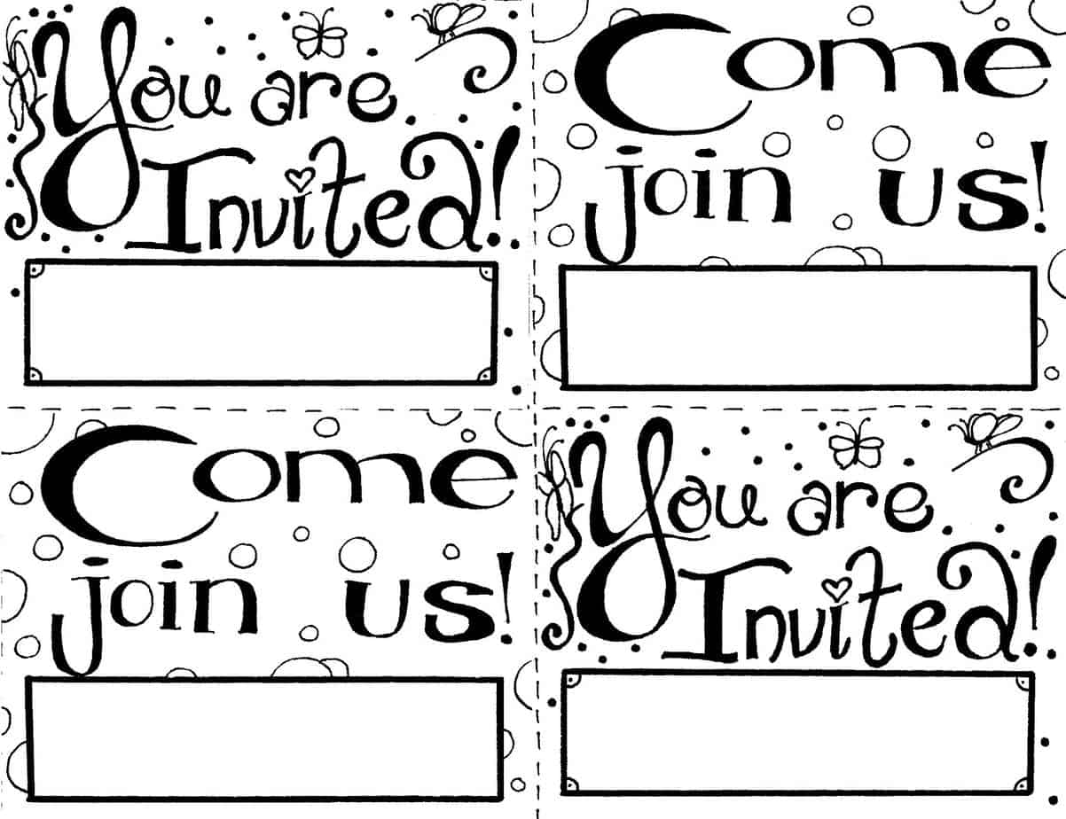 Invitation Coloring Page Free Printable Cards For Kids Invitation Coloring Page Free Printable Cards For Kids