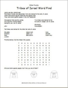 Bible Puzzle: Tribes of Israel Word Find - Ministry To Children