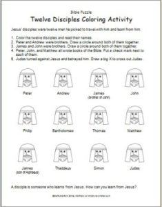 Worksheet: Twelve Disciples Coloring Activity - Ministry To Children