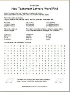 Bible Puzzle - New Testament Letters Word Find - Ministry To Children