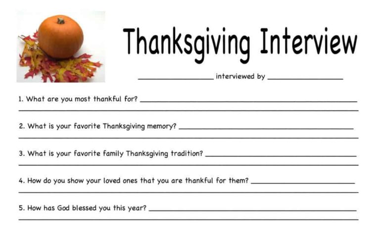 Thanksgiving Interview Idea for Children & Families - Ministry To Children