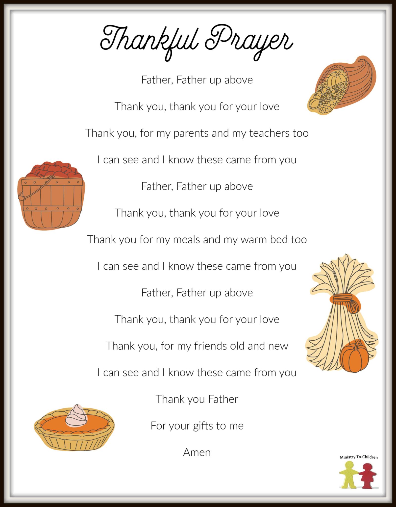 Thanksgiving Prayer for Children (PDF printable)