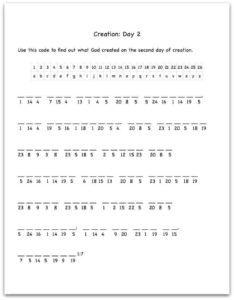Creation Day 2 Bible Verse Decoding Worksheet - Ministry To Children