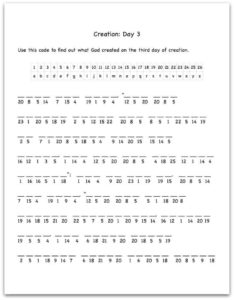 Creation Day 3 Bible Verse Decoding Worksheet - Ministry To Children