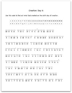 Creation Day 6 Bible Verse Decoding Worksheet - Ministry To Children