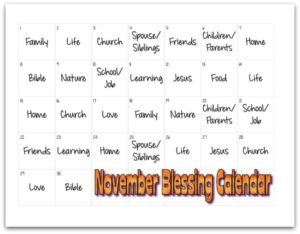 November Blessings Calendar for Kids - Ministry To Children