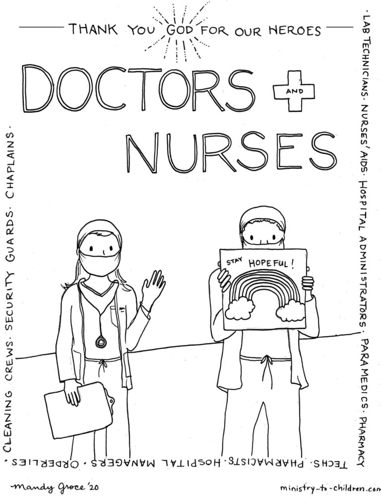 Coloring Page: Healthcare Workers are Heroes (Doctors and Nurses ...