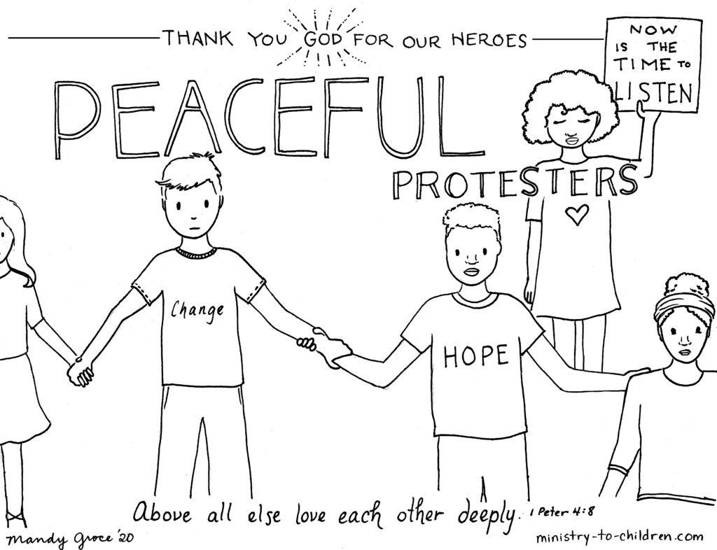 Coloring Page: Peaceful Protesters are Heroes - Ministry To Children