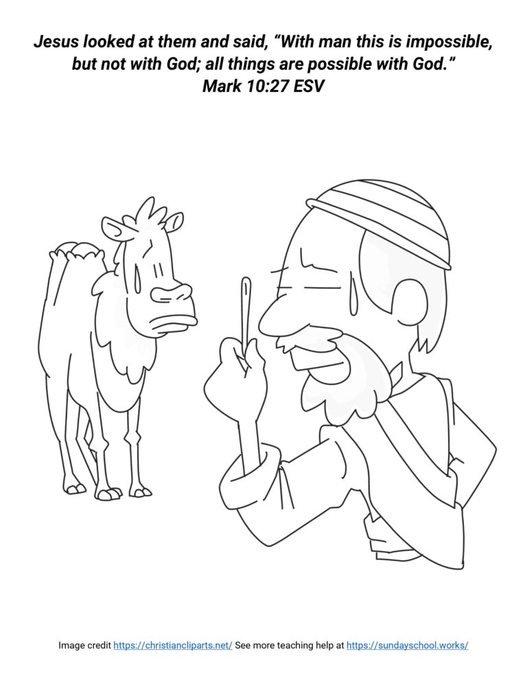 Rich Young Ruler "Camel Eye of a Needle" Coloring Page, Activity ...