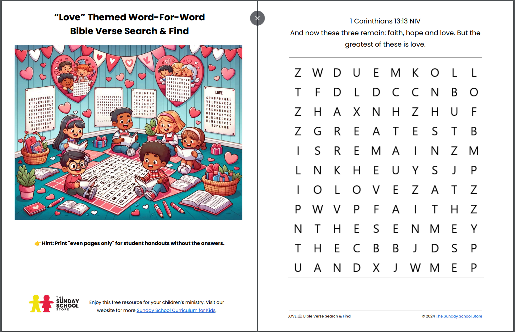 Valentine Bible Verse Word Search for Kids - Ministry To Children